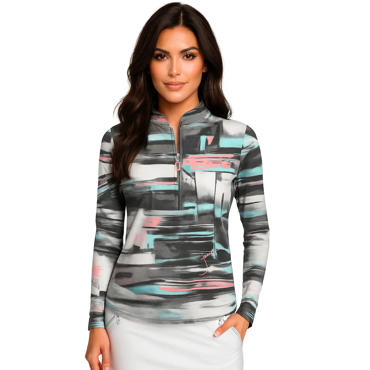 Jamie Sadock Long Sleeve Sunsense Oyster Spectrum Top (Style#: 52138)