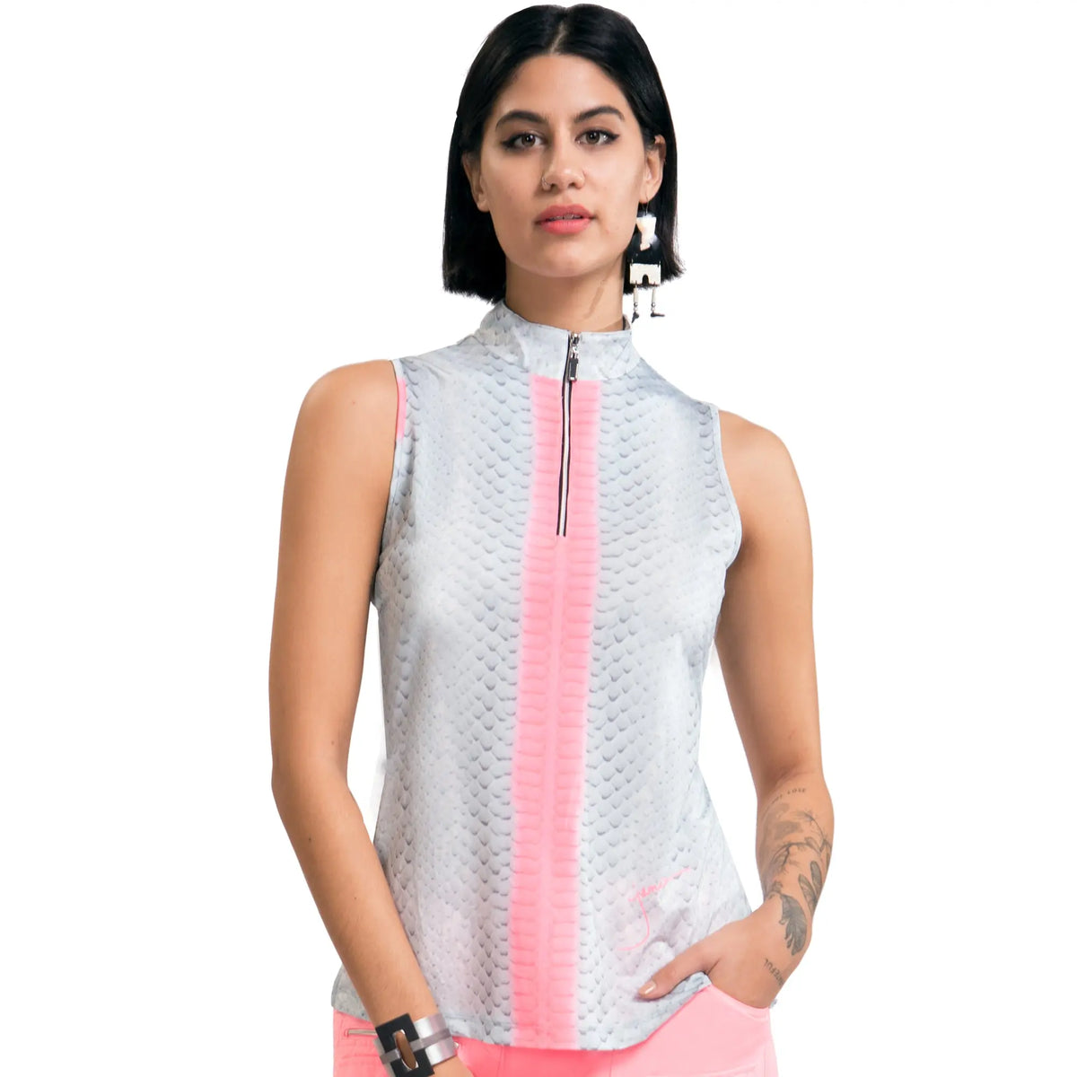 Jamie Sadock- Sleeveless Habu Snake Print Top Mercury (Style#: 21229-8