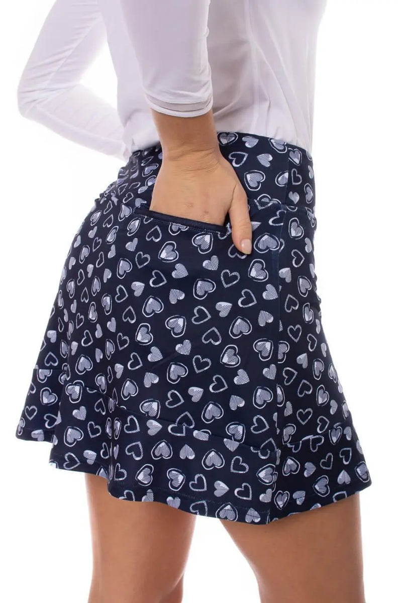 Golftini- Navy Crazy In Love Pull-On Ruffle Tech Skort [XXS Only]